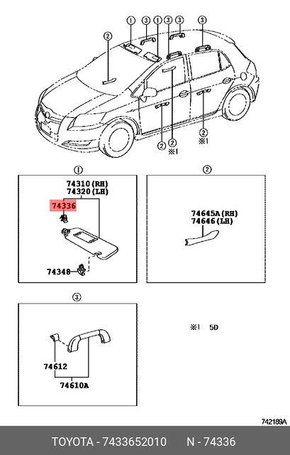 Genuine OE sun visor bracket 7433652010 for TOYOTA 74336-52010 online ...