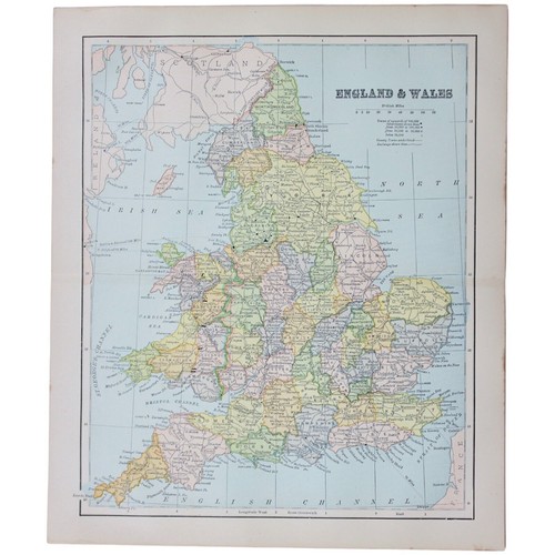 1891 ENGLAND WALES IRISH SEA NORTH SEA CHANNEL MAP ANTIQUE COLOR ...