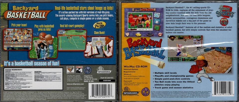 Backyard Basketball & Backyard Baseball Pc Mac New XP Both First Pros ...