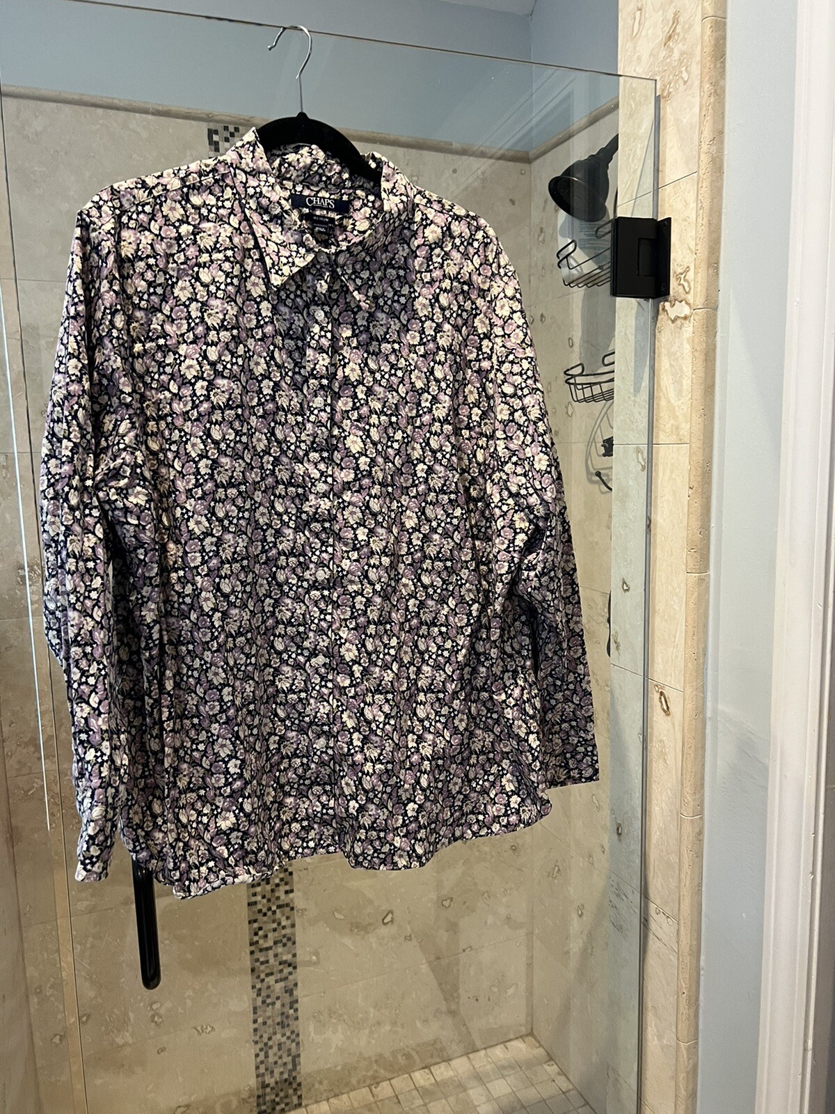 chaps By Ralph Lauren no iron shirt - womens 3X Purple Green Floral ...