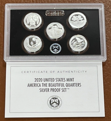 2020 US Mint America the Beautiful Silver Quarters Proof Set - Box ...