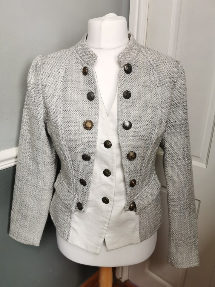 JOE BROWNS Military Look Silver Grey Jacket with Mock Waistcoat Size 16 ...