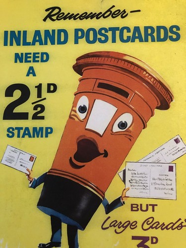 1959 UK GPO post office poster artwork inland postcard rate - colour ...