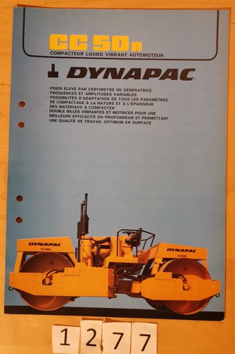 DYNAPAC CC50A Compacteur Lourd vibrant automoteur Prospectus Fr 2 pages ...
