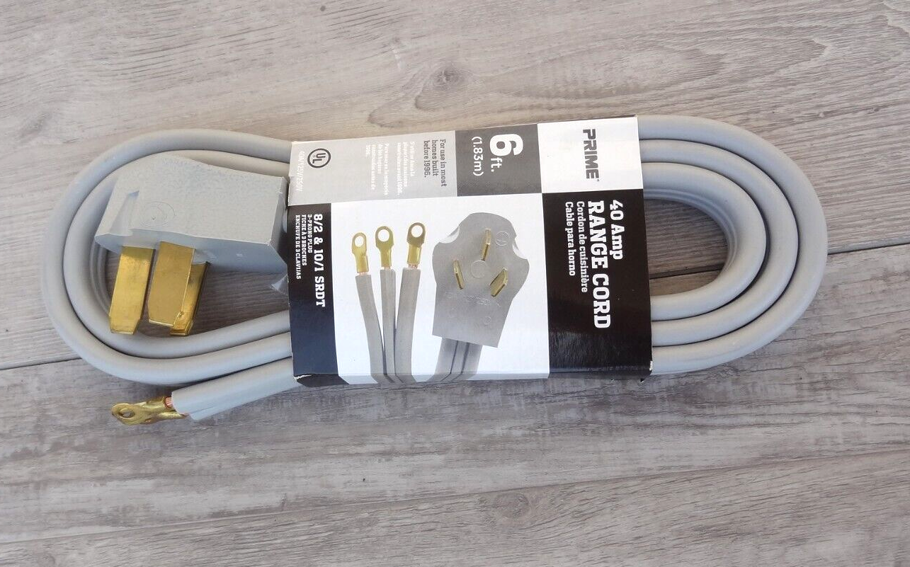 6 ft. PRIME 40 Amp Range Cord 8/2 and 10/1 SRDT 3 - Prong Plug ...
