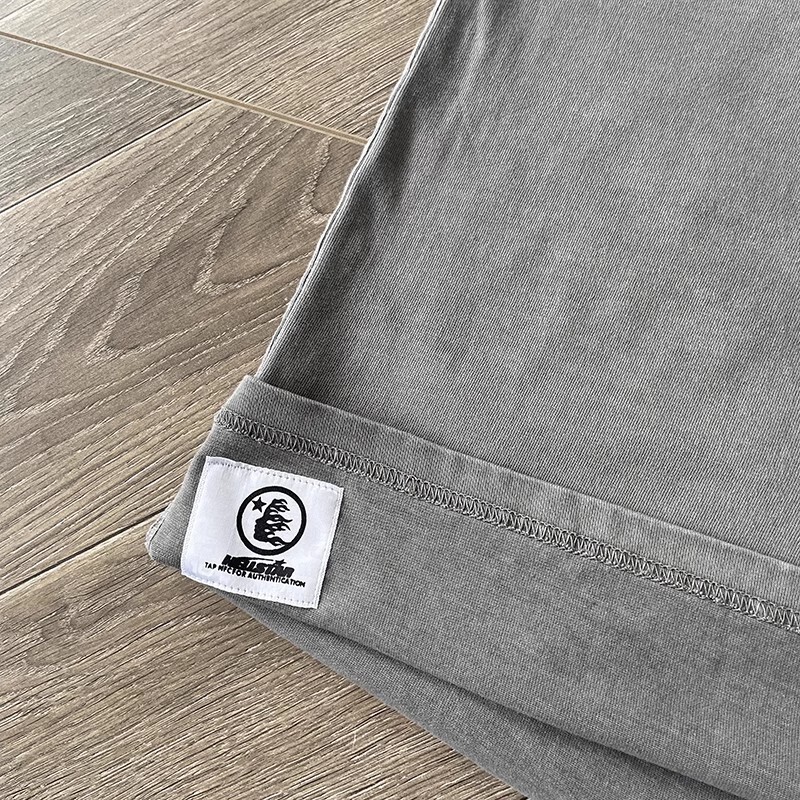 Mens HELL STUDIOS STAR INS Same Large Logo Wash Grey Short sleeved T-shirt | eBay