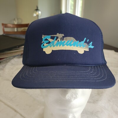 Vintage Edmund's Towing Tow Truck Mesh Snapback Trucker Hat Cap Blue | eBay