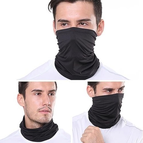 Two (2) Black Face Mask Tube Bandana - Multi use - Stretchable - Sports ...