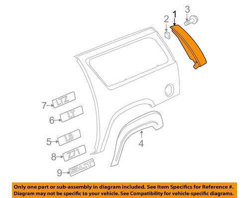 GM OEM 07-14 Suburban 1500 Quarter Panel Exterior Trim-Applique Panel ...