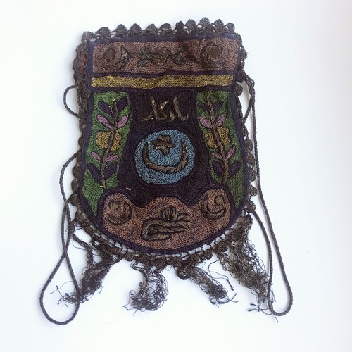 Antique Ottoman Turkish Tughra Gold Metallic Embroidered Kese Purse ...