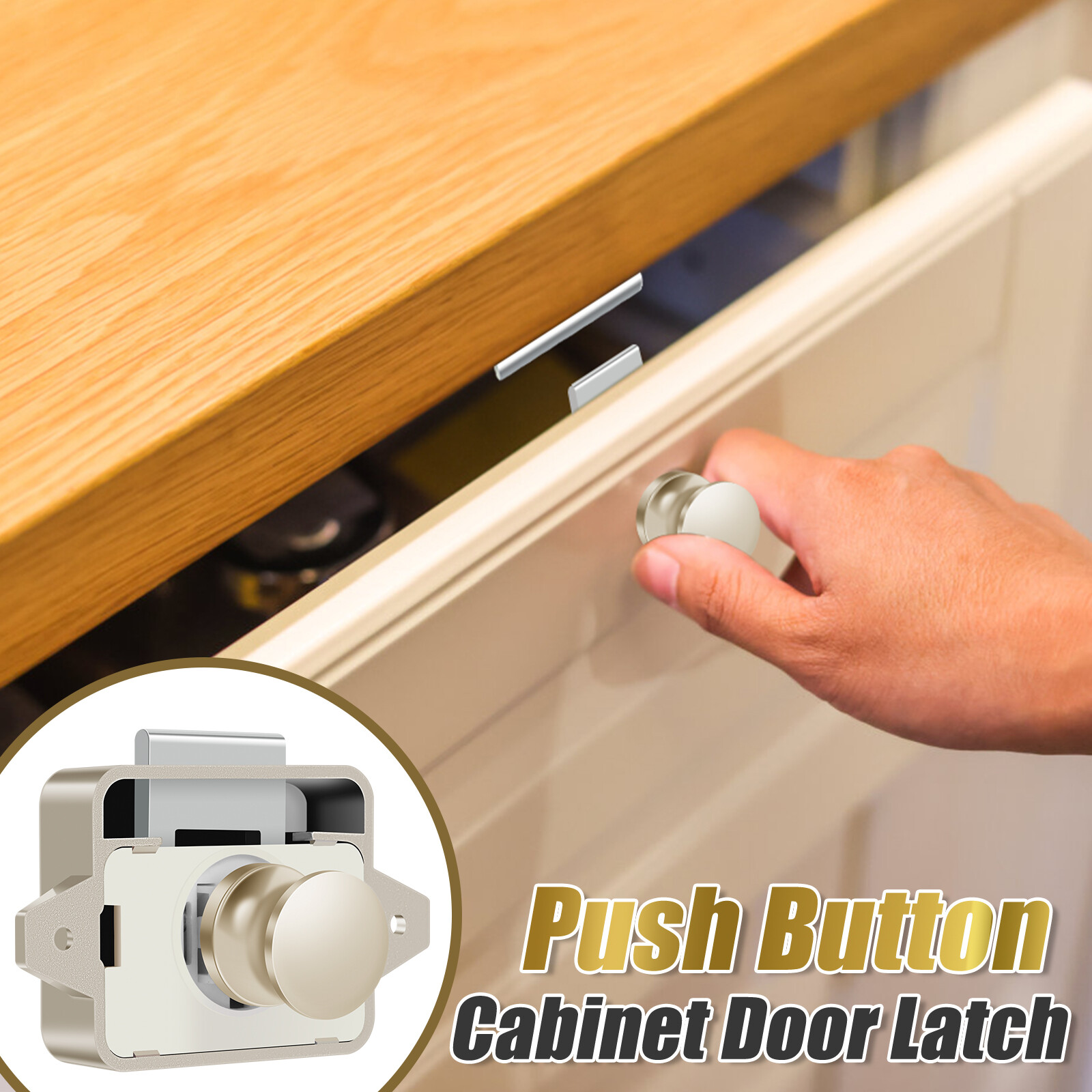 5Pcs Push Button Latch Locks for 15 to 18mm Door Drawer Keyless Push ...