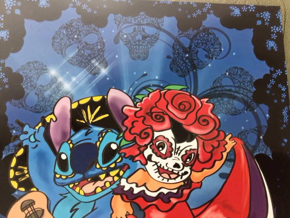 Day Of The Dead Stitch and Lilo Disney 8x10 Halloween Artist Print | eBay