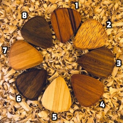 Handmade Wooden Guitar Pick Plectrum: 73 Different Domestic & Exotic ...