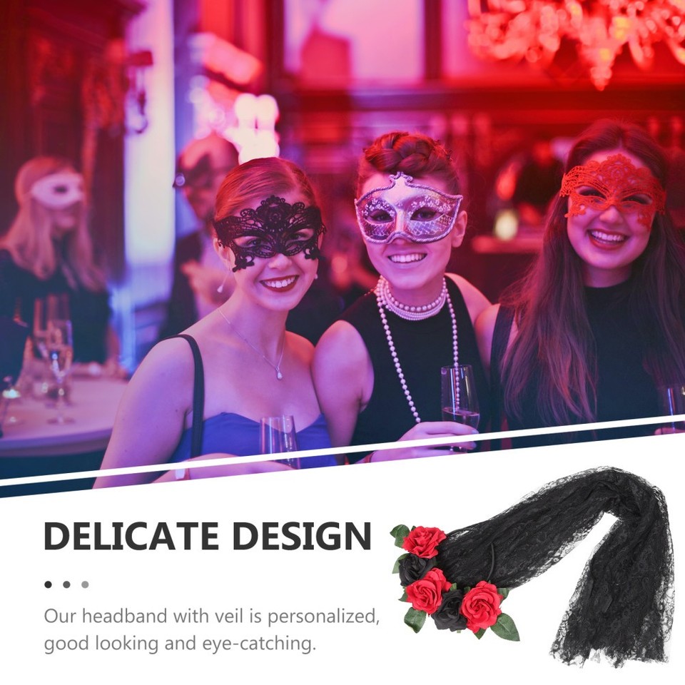 Halloween Flower Veil Headband Gothic Headband Cosplay Costume ...