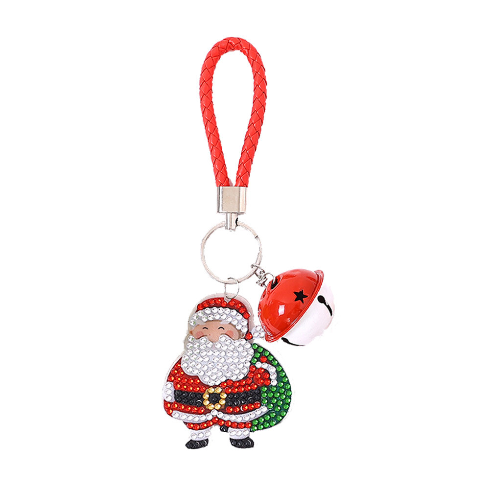 Santa Claus DIY Diamonds Painting Keychain Acrylic Crystal Art Crafts ...