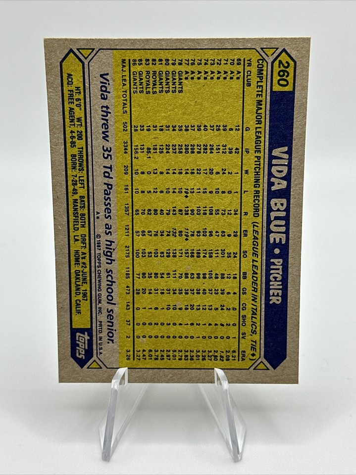 1987 Topps Vida Blue #260 (EX/NM) | eBay