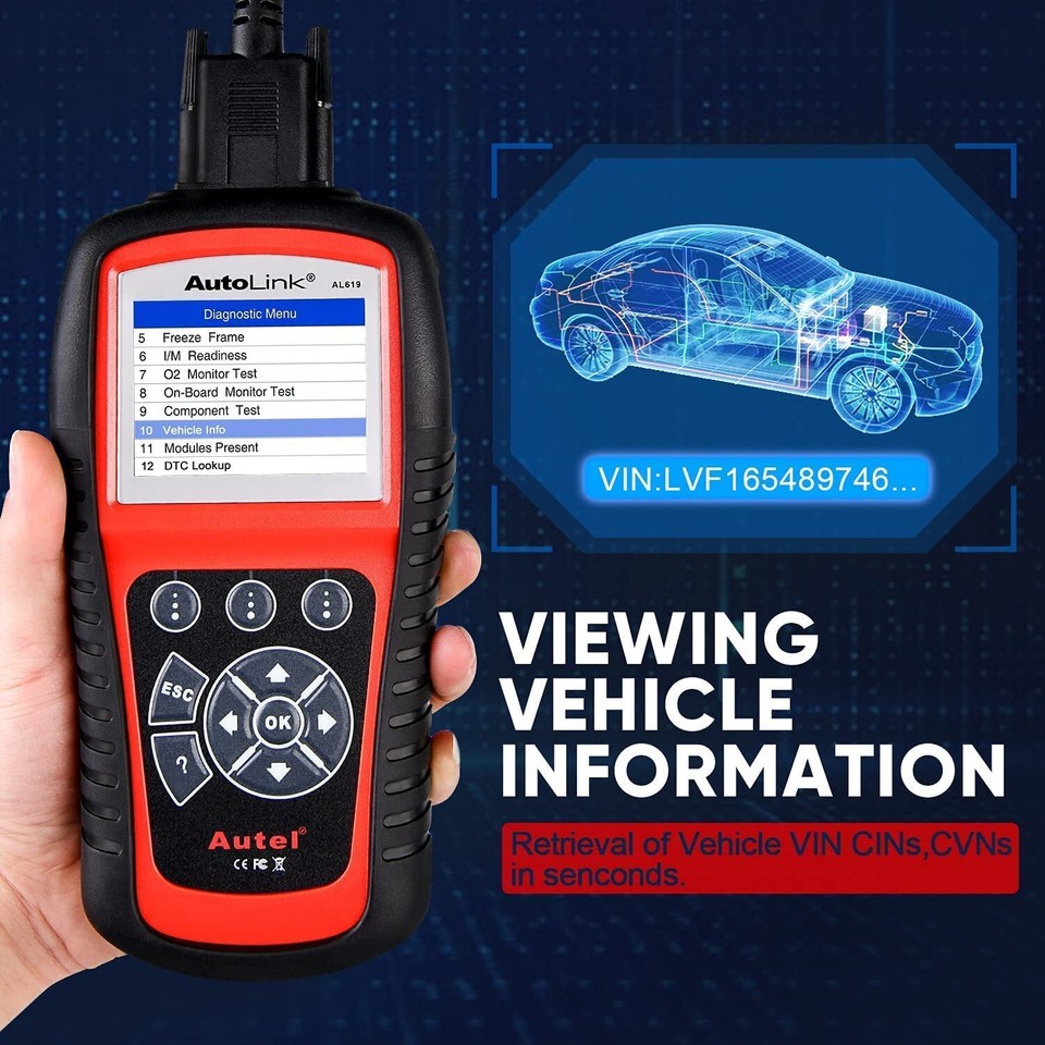 Autel AutoLink AL619 2025 Newest Car ABS SRS & CAN OBD2 Diagnostic Scan ...