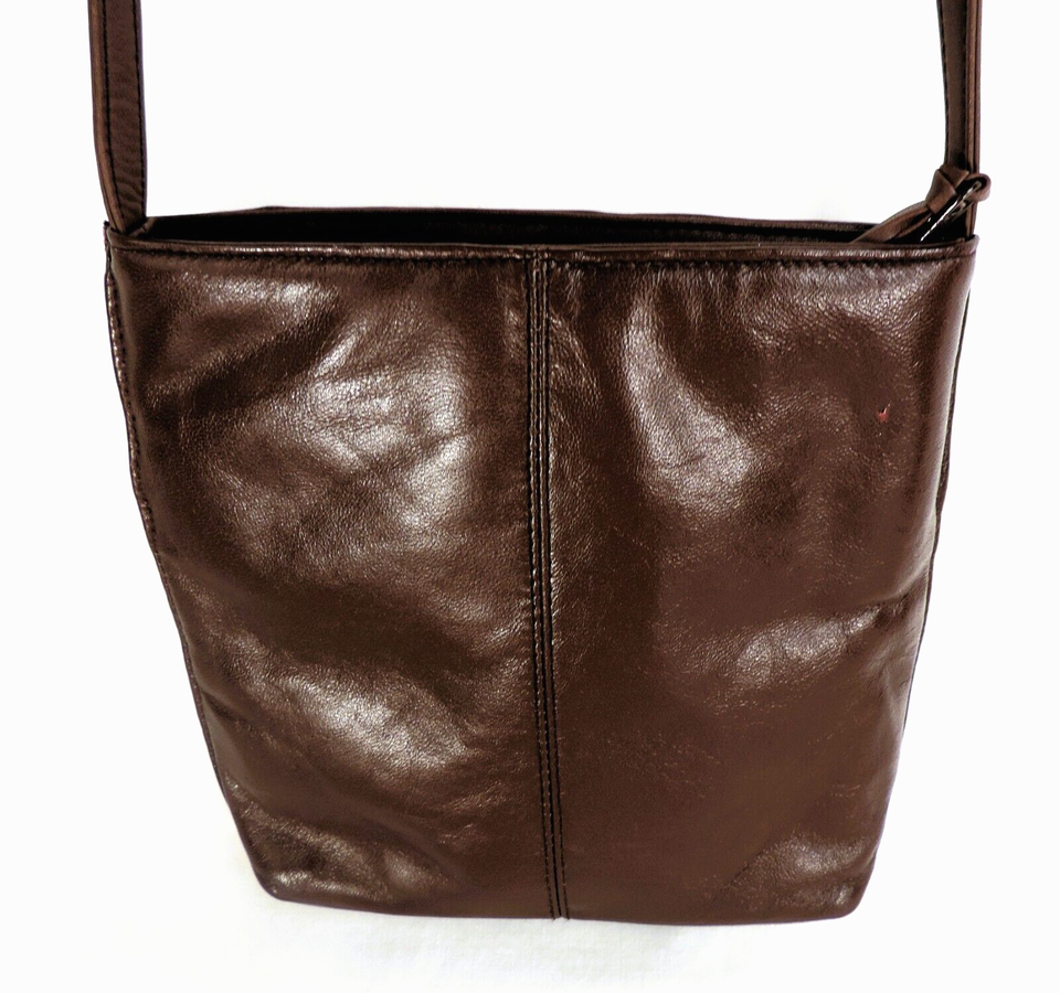 BECHAMEL Crossbody Shoulder Bag Purse Handbag Brown Vegan Leather Zip ...