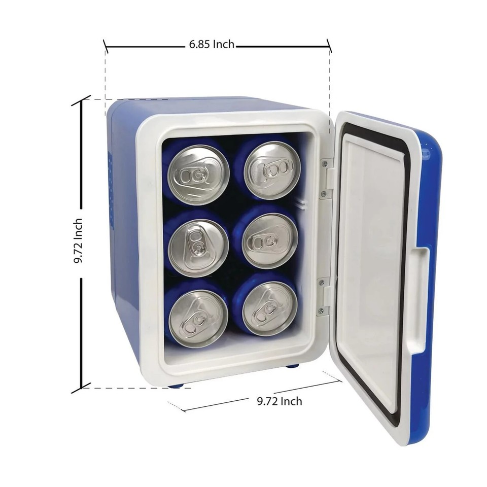 BUD LIGHT Mini Fridge 6 Can Mini Beverage Cooler Portable Blue Car Home ...