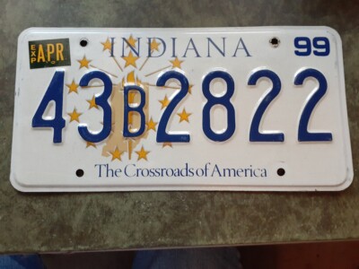 INDIANA 1999 License Plate 43B2822 | eBay