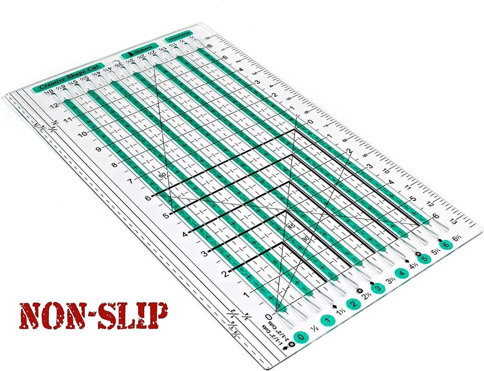 Skyhawk Creative Shape Cut Non-Slip Slotted Quilting Ruler 6.5" x 12 ...