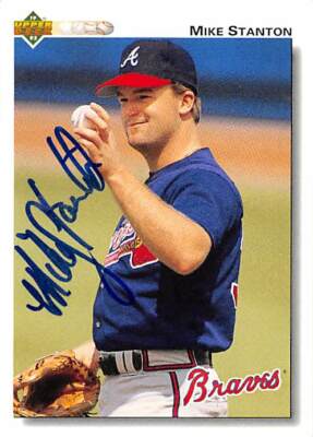 Mike Stanton autographed baseball card (Atlanta Braves, FT) 1991 Upper ...