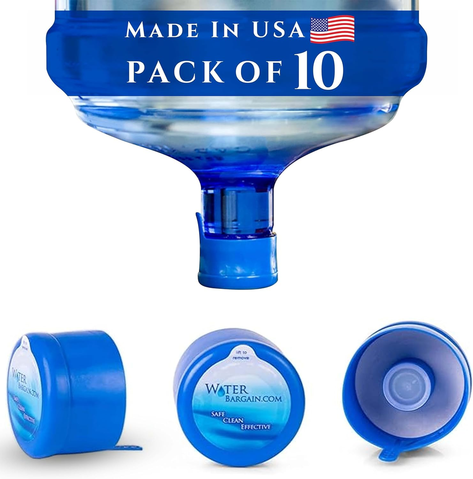 [10 Pack] USA Made 3 & 5 Gallon Water Bottle Caps - Spill Proof 5 ...