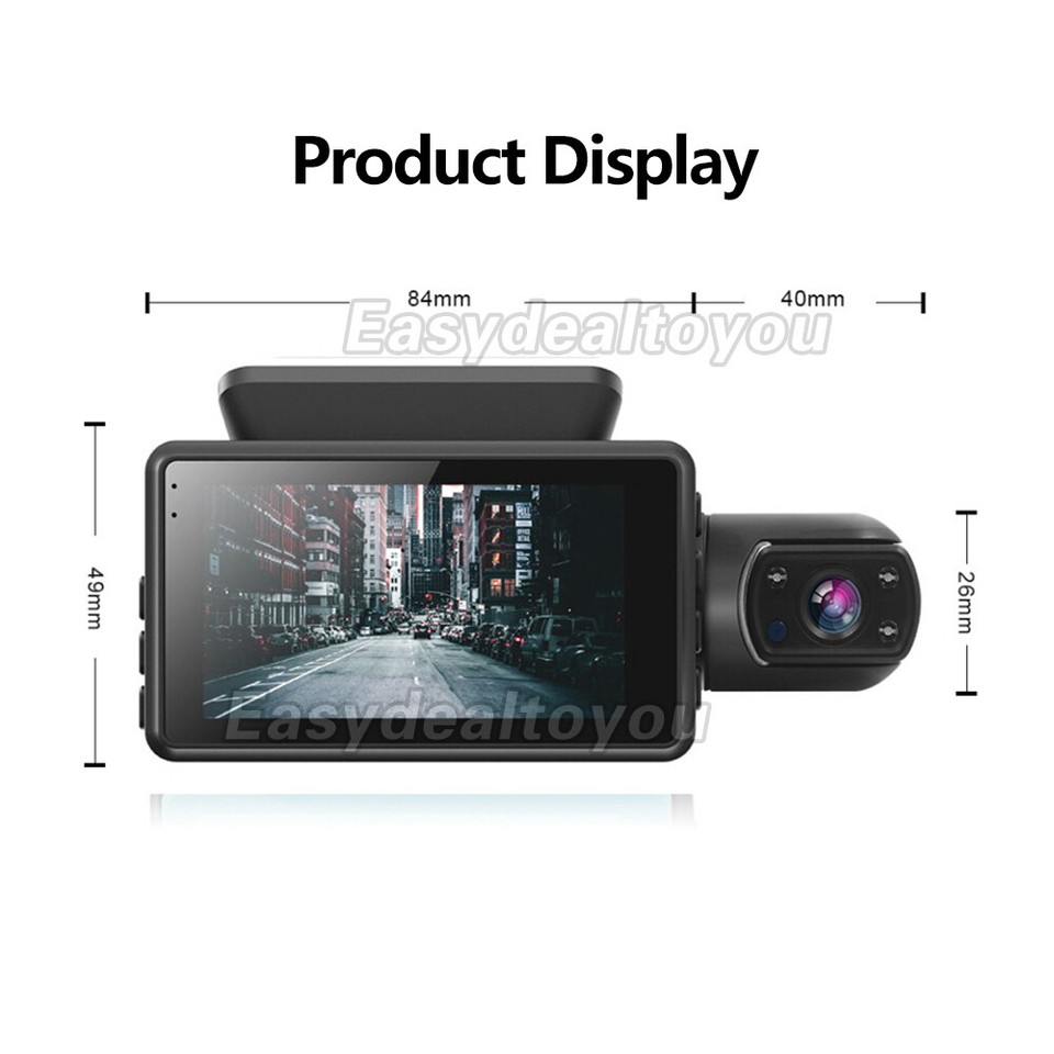 HD1080P Car DVR 3" Lens Dash Cam Front and Inside Video Recorder Camera ...