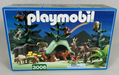 Playmobil Retired Set 3006 Forest Animals With Fox Den & Fir Trees NIB ...