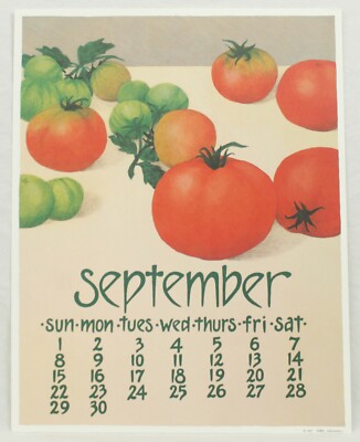 SEPTEMBER 1984 Vintage Birthday Lithograph Folk Art Calendar Schumann ...