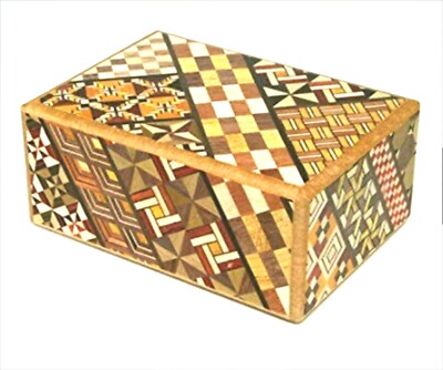 Japanese Puzzle Box Hakone Yosegi Samurai Wooden Secret Magic Trick Box ...