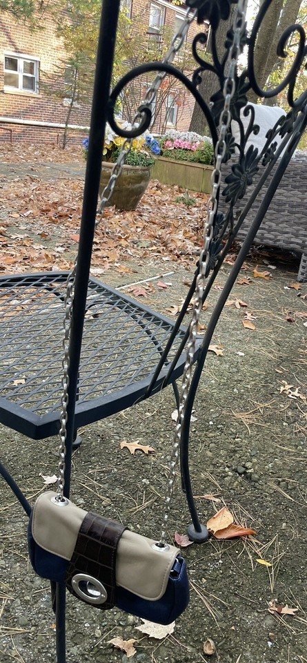 Jose Bravo Small Crossbody Purse Clutch Chain Strap Blue Brown Croc ...