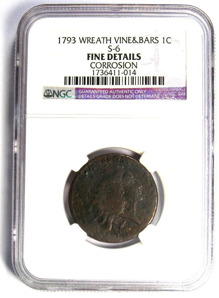 1793 Wreath Flowing Hair Large Cent 1C - Certified NGC Fine Detail ...