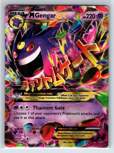 Mega M Gengar EX 35/119 Holo XY Phantom Forces Pokémon Card Damaged | eBay