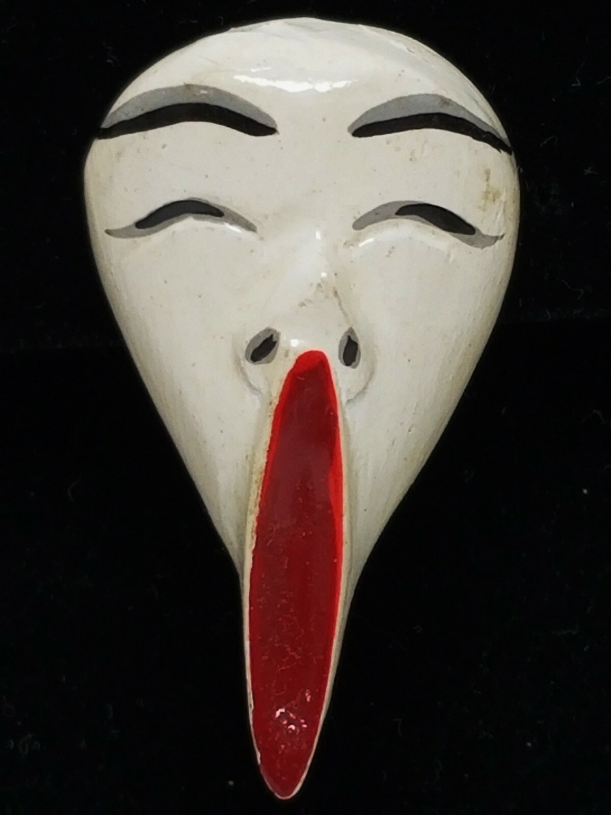 Antique Japanese Mempo, Men-yoroi Noh Theatrical Mask HP Wood Clip ...