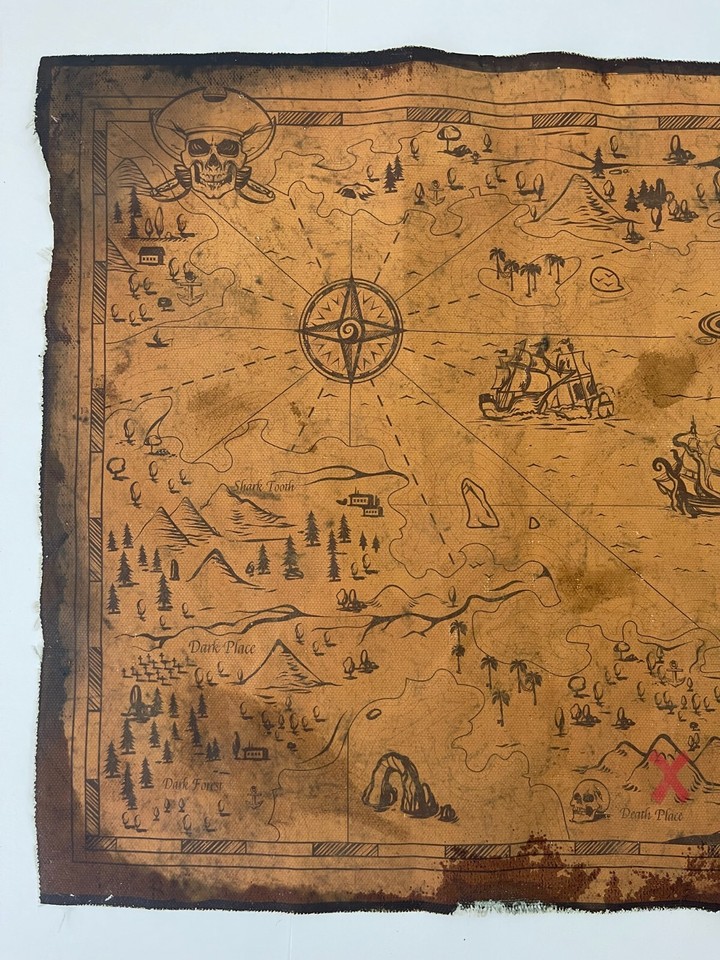 BIG Treasure Map Pirate Maps Aged Reproduction Replica Art Print CANVAS ...