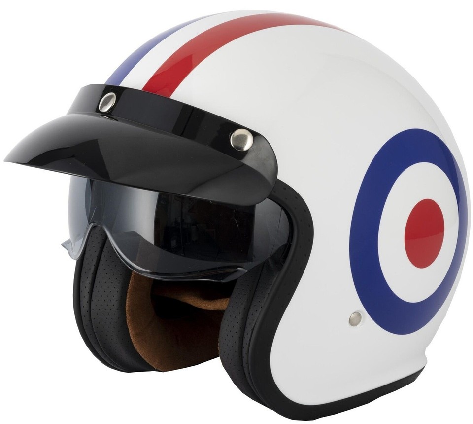 VCAN H589 SCOOTER MOD MOTORCYCLE OPEN FACE CRASH HELMET LAMBRETTA VESPA ...