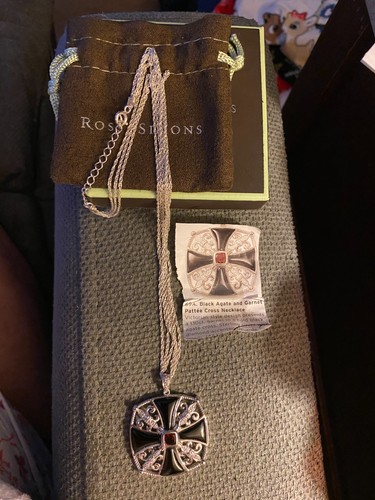 Ross Simons black agate & garnet pattee cross necklace & diamond accent ...