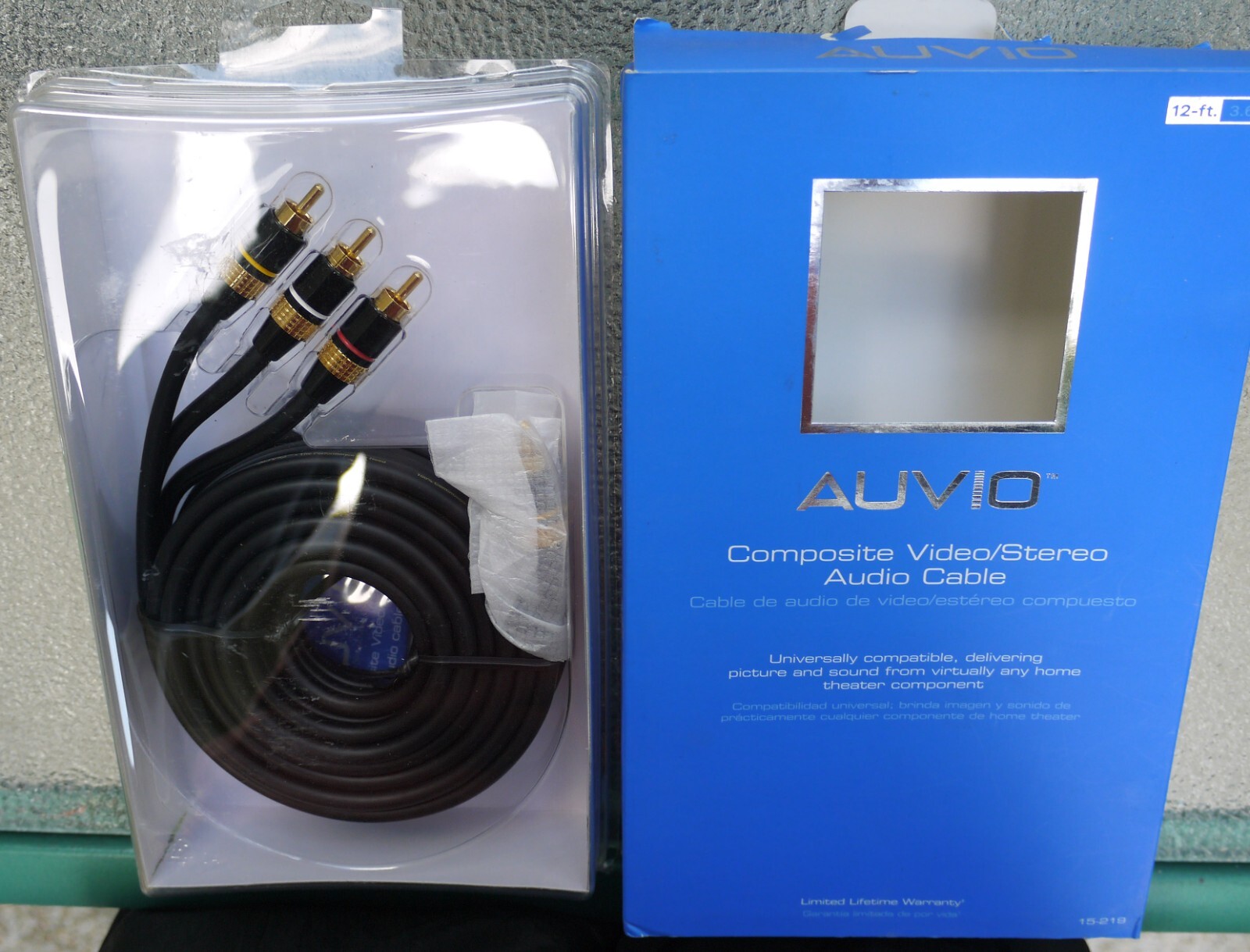 Auvio 12 foot video/stereo and audio Composite Video Cable RCA new in ...