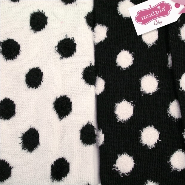 New Mud Pie 2 Styles Fuzzy Dots Tights Black& White Polka 0-6 Months ...