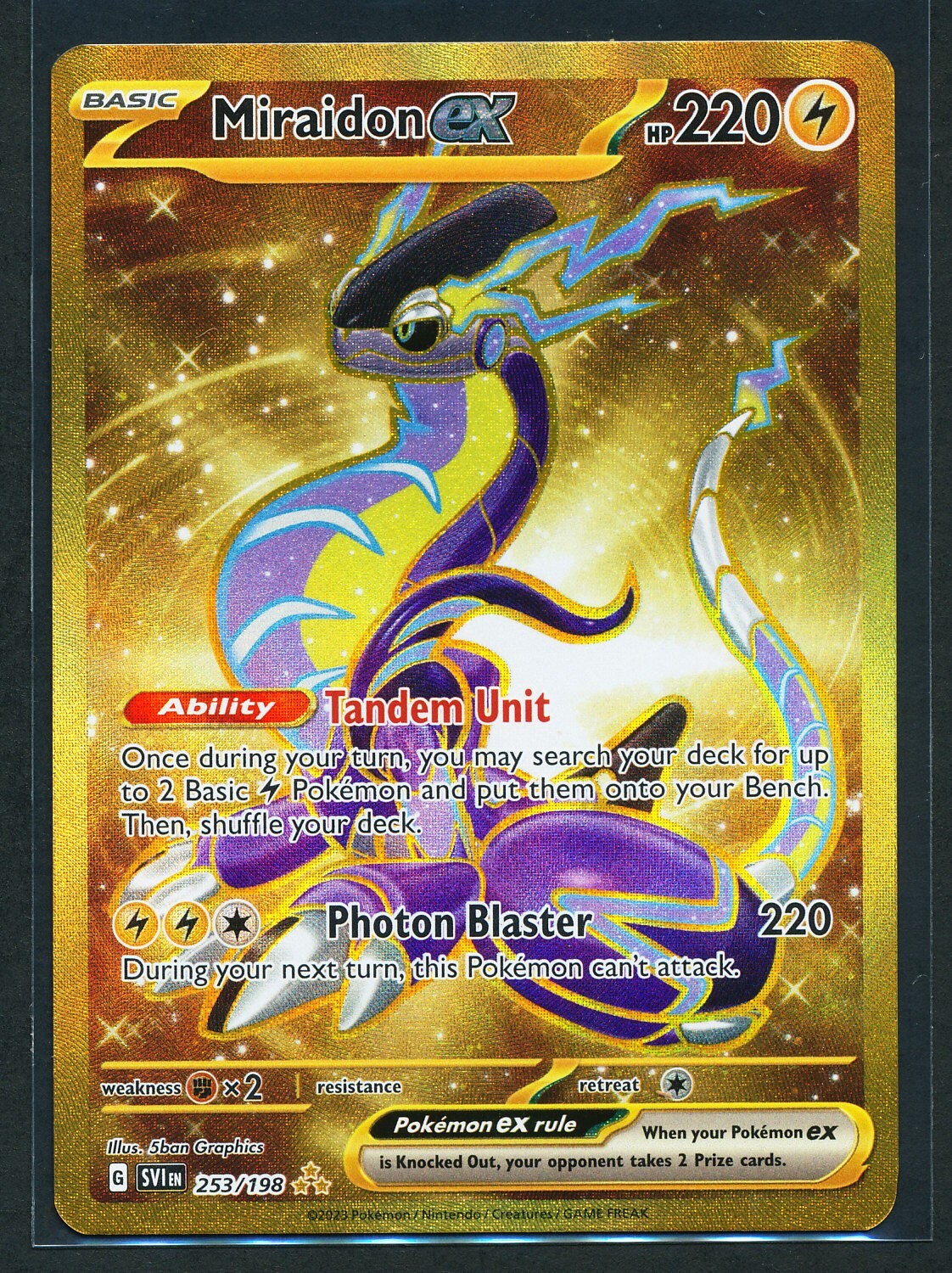 Miraidon ex 253/198 Gold Secret Rare Pokémon 2023 Scarlet & Violet - NM ...