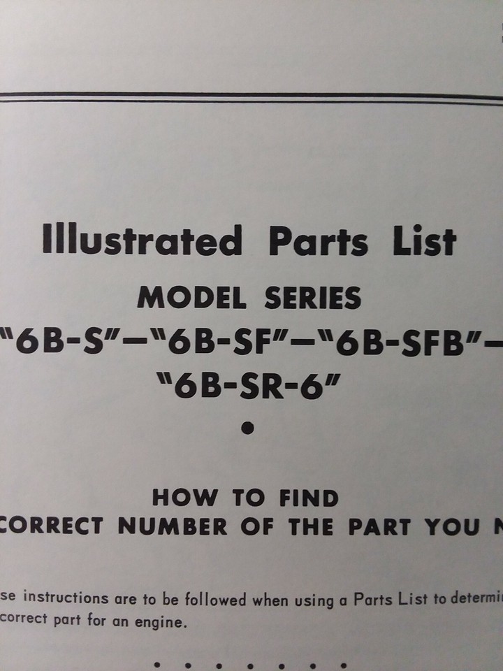 Briggs & Stratton 6B-S 6B-SF 6B-SFB 6B-SR-6 Horizontal Gas Engine Parts ...