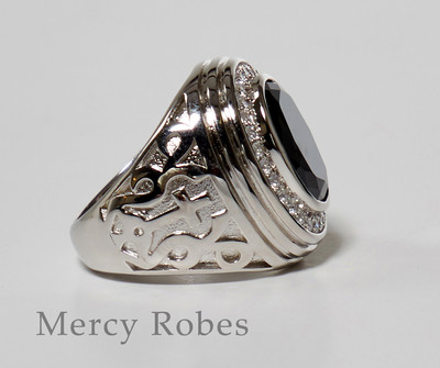 Men's Pastors Clergy Ring, Sterling Silver, Black Stone (RNZ0488 SB) | eBay