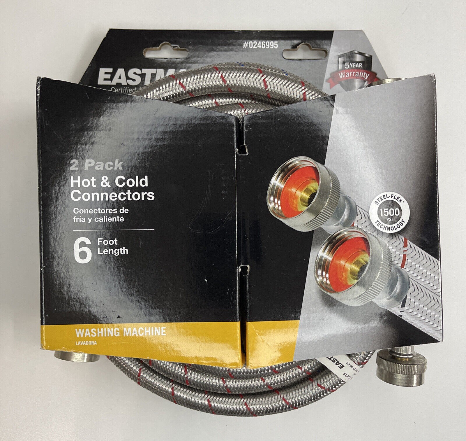 Eastman 6' Washing Machine Hot And Cold Connector Hoses 1500 Psi Nip | eBay