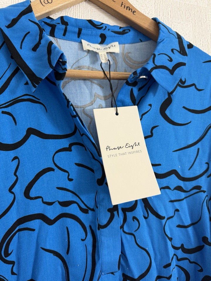 Phase Eight Women’s Marina Leaf Tunic Dress Size 14 Blue BNWT 0338 ...