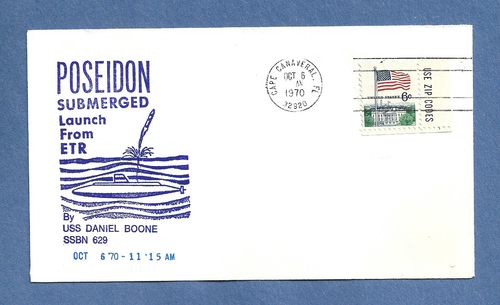 POSEIDON ROCKET LAUNCH OCT 6,1970 CAPE US DANIEL BOONE SPACE COVER NASA ...
