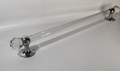 BRASSCRAFTERS GLASS TOWEL BAR NICKEL PLATED BRACKETS FACETED CRYSTAL ...