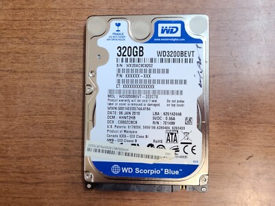 WD SCORPIO BLUE WD3200BEVT-22ZCT0 320GB 5400RPM SATA HDD HARD DRIVE ...