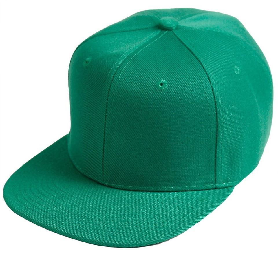 Snapback Flat Bill Baseball Cap Adjustable Structured Solid Blank Plain ...