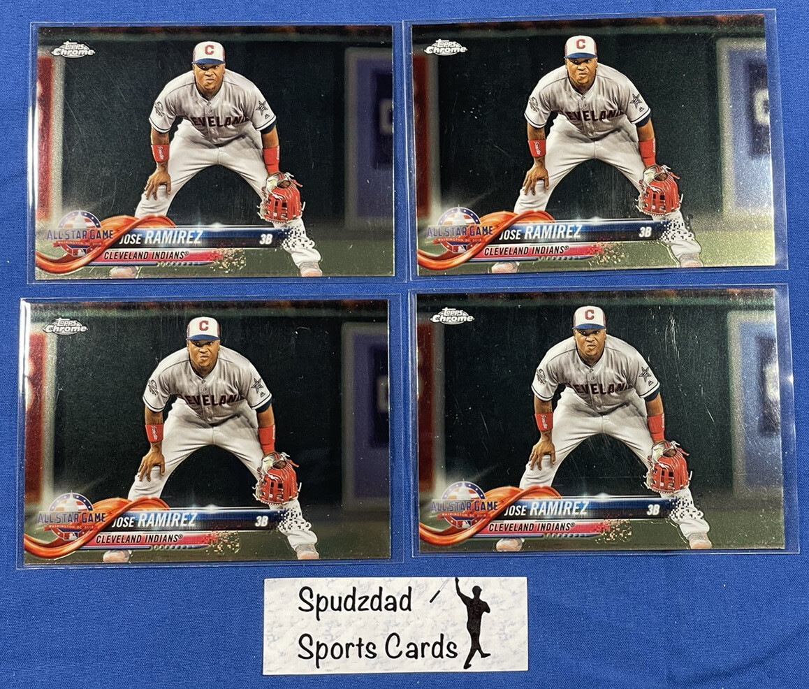 LOT OF (4) - 2018 TOPPS CHROME UPDATE ASG CARDS OF JOSE RAMIREZ #HMT64 ...